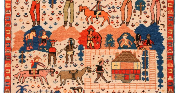 Western Theme Azeri Folk Life Rug - Ararat Rugs